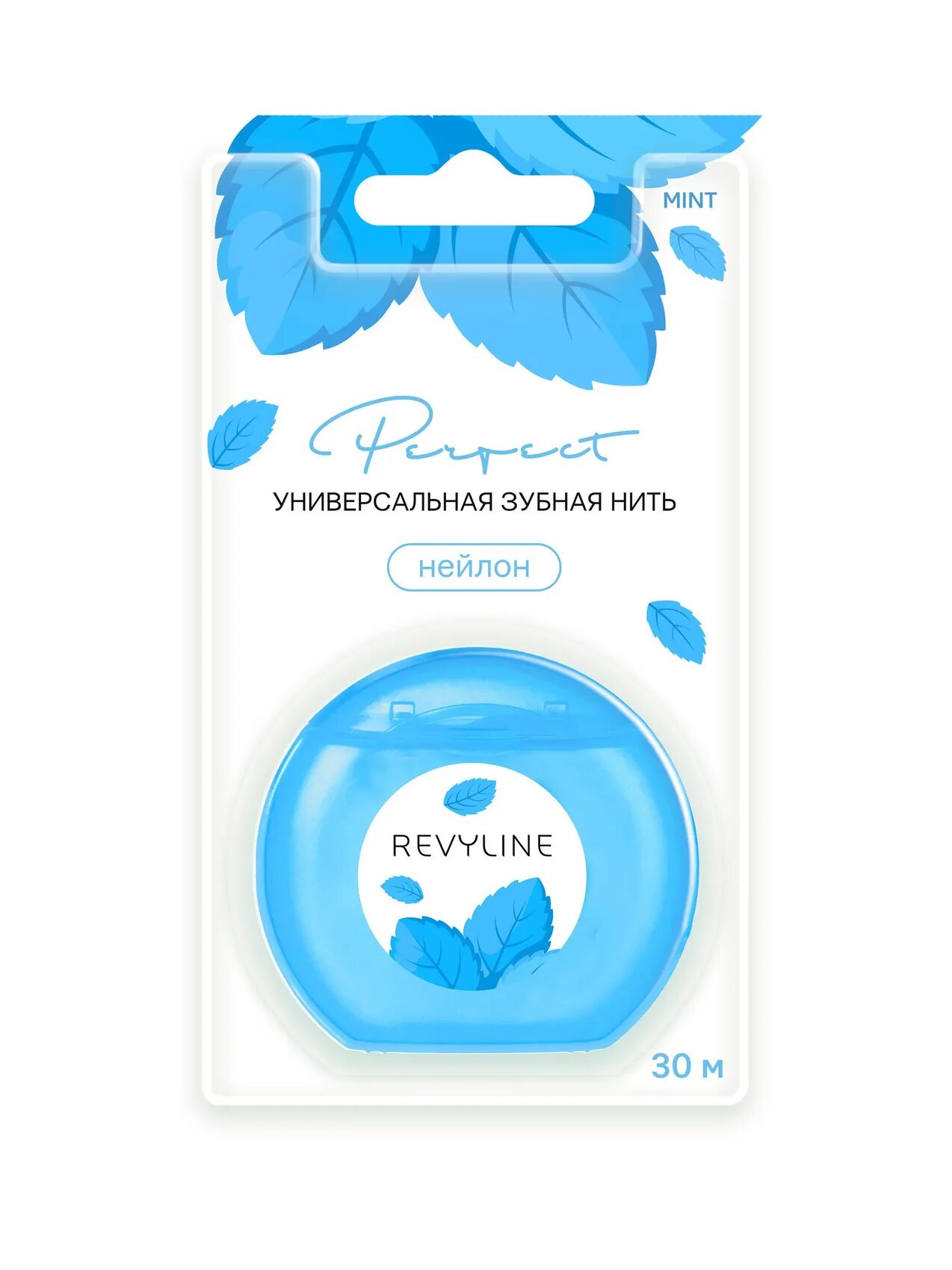 Зубная нить вощеная объемная Revyline 30 м, нейлон, с мятой, для зубов, для брекетов