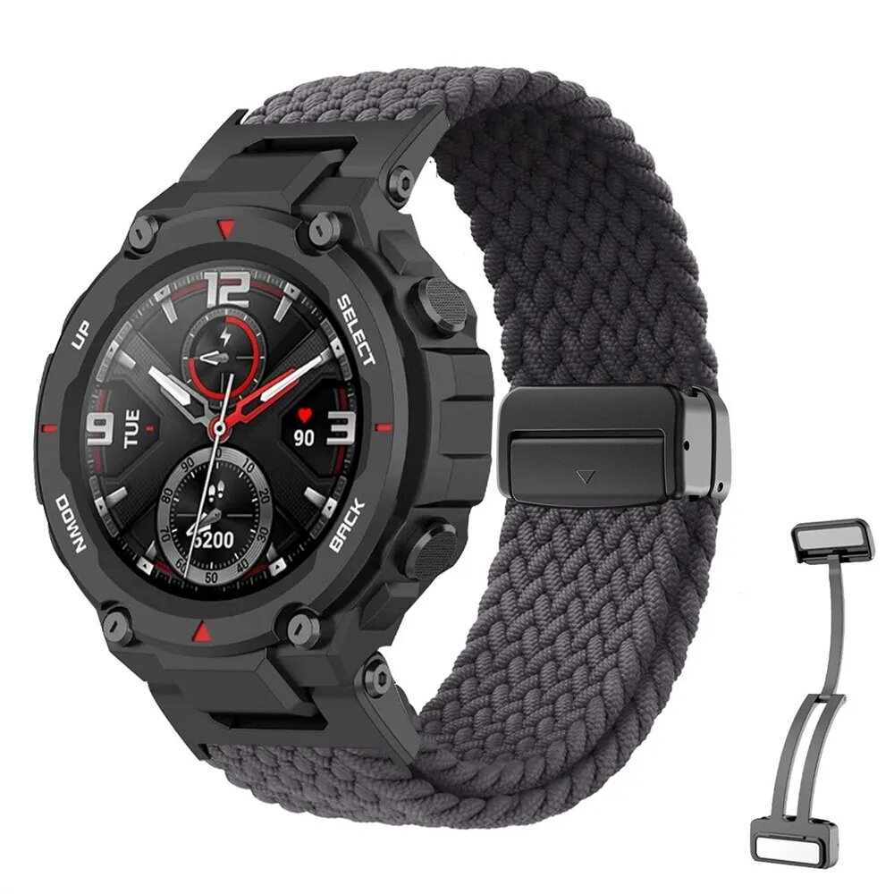 Нейлоновый Магнитный Тканевый ремешок для Amazfit T-Rex/T-Rex Pro Плетеный Ремень