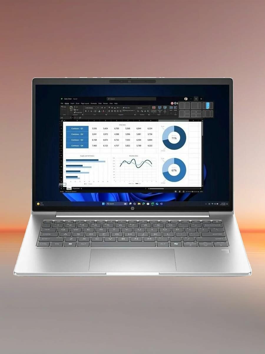 HP HP ProBook 4 G1i Ноутбук 14", Intel Core i5-1334U, RAM 16 ГБ, SSD 512 ГБ, Intel Iris Xe Graphics, Windows Pro, (BX7Y0AT), серебристый, Русская раскладка
