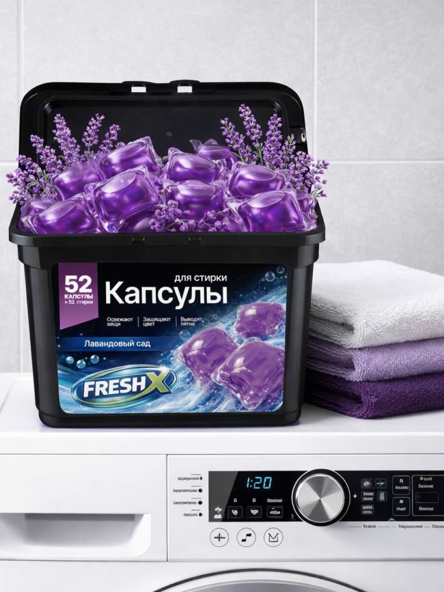 Капсулы для стирки белья FRESH X, Лавандовый Сад, 52 шт стиральные капсулы лавандовый 52 капсулы