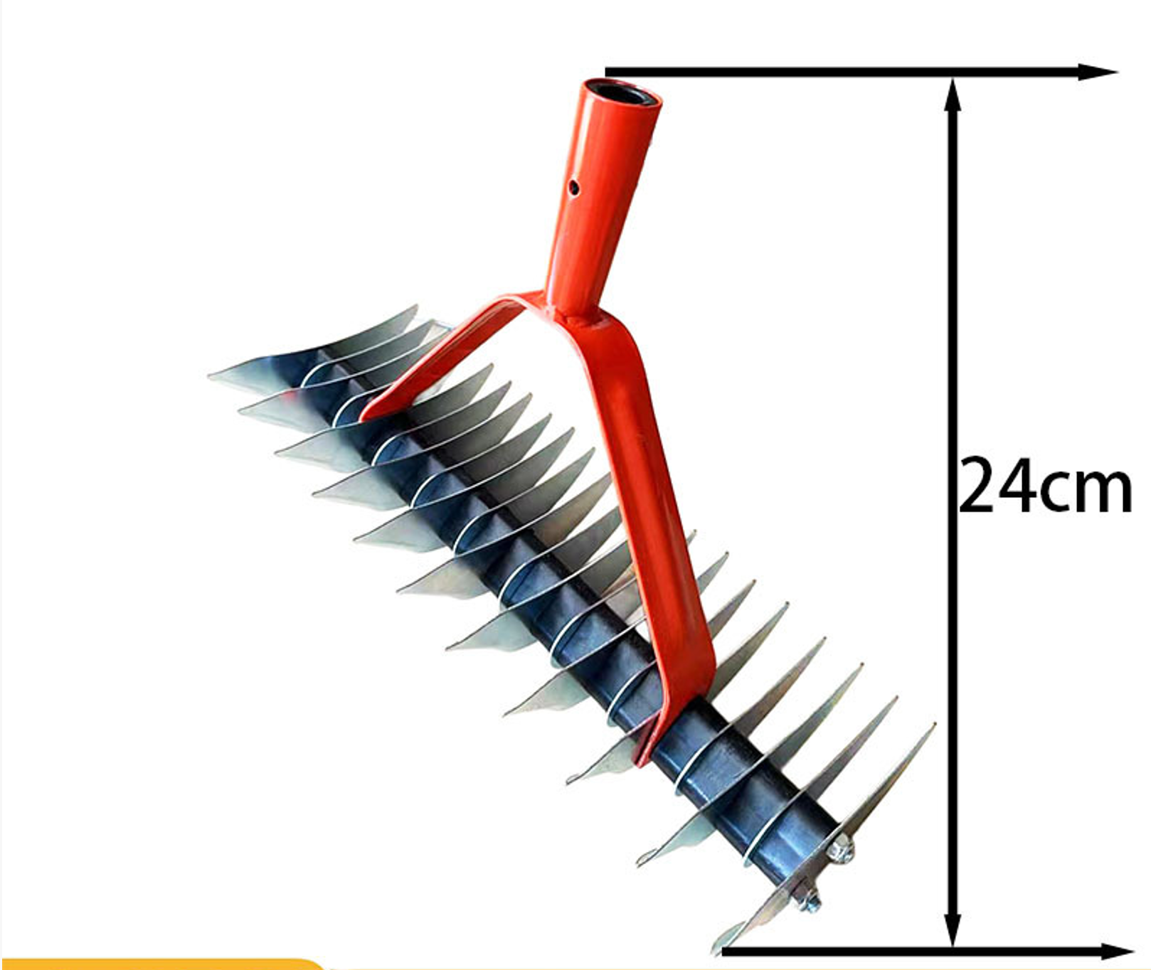 Аэрационная грабля для газона, 32,5 см, стальная, оранжевая (одна головка без ручки)