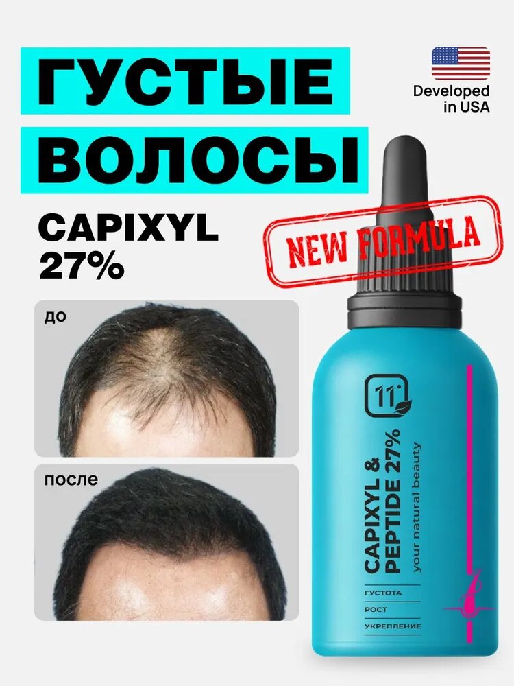 Лосьон для роста волос, бороды и усов. Сыворотка Капиксил 27% средство уход за волосами, не минаксидилл. - 60 мл.