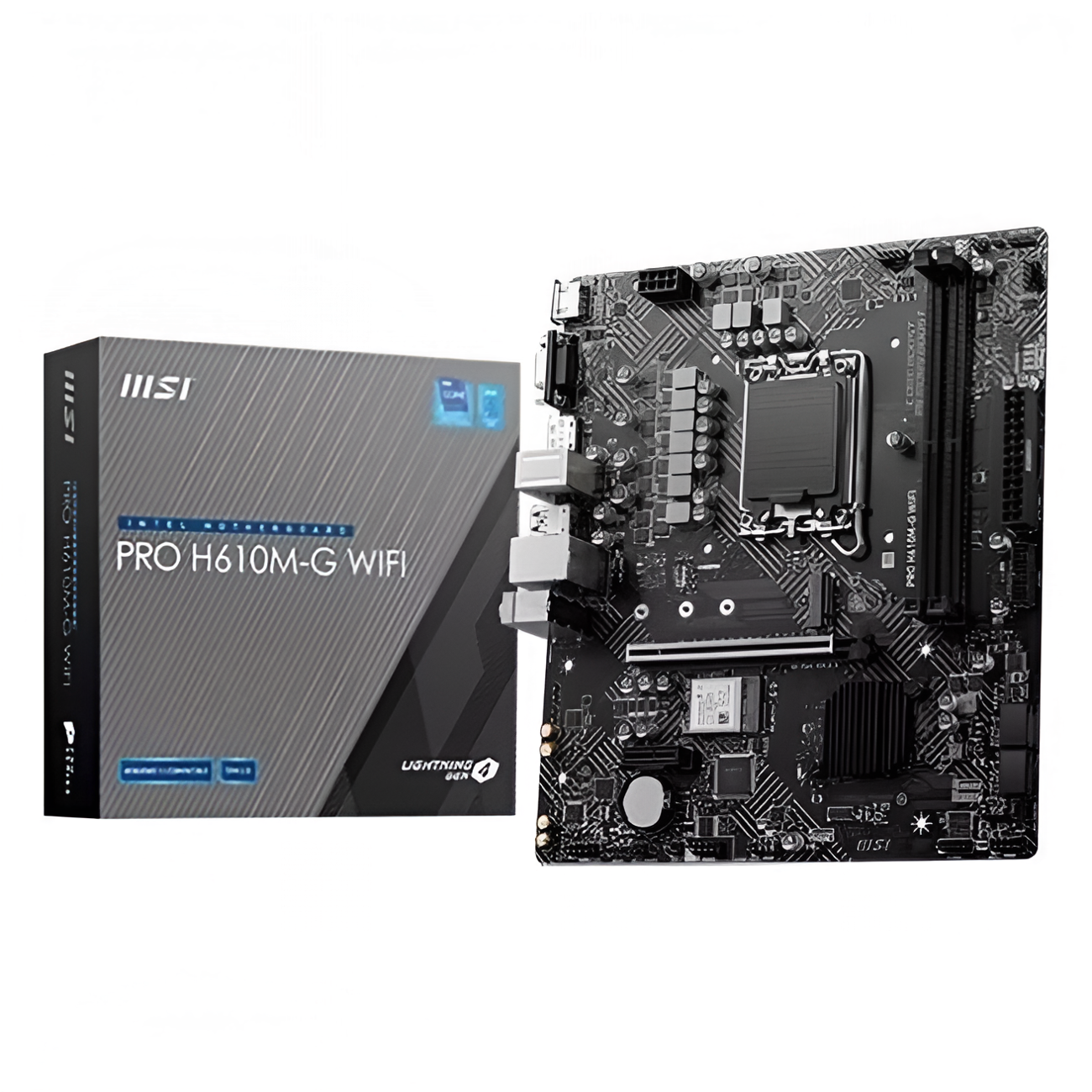Материнская плата MSI PRO H610M-G WIFI (LGA1700/H610/2xDDR5/PCI-Ex16/M.2/SB7.1/GLAN/Wi-Fi/BT/DisplayPort/HDMI/VGA/mATX)