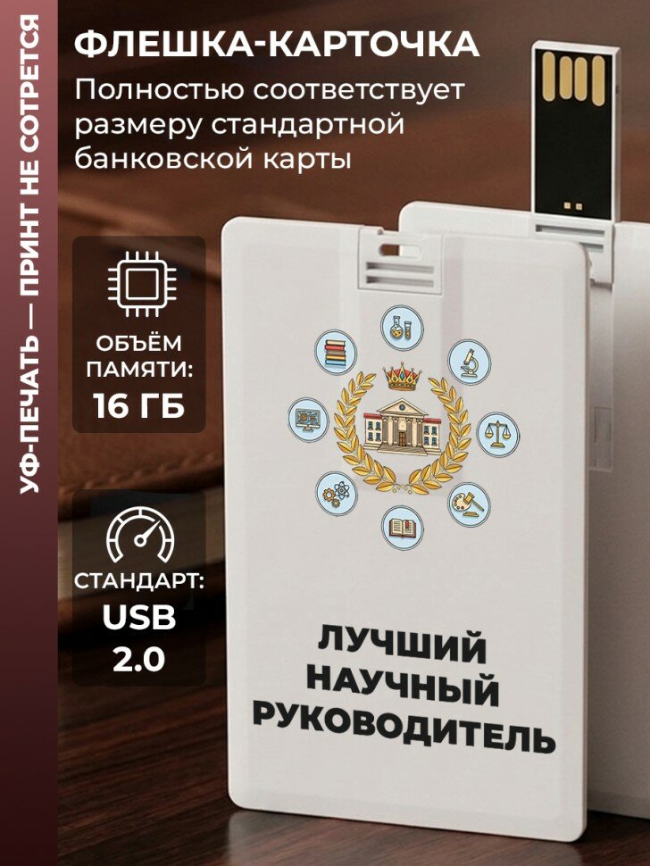 Флешка в виде карты "Лучший научный руководитель" (16 Гб)