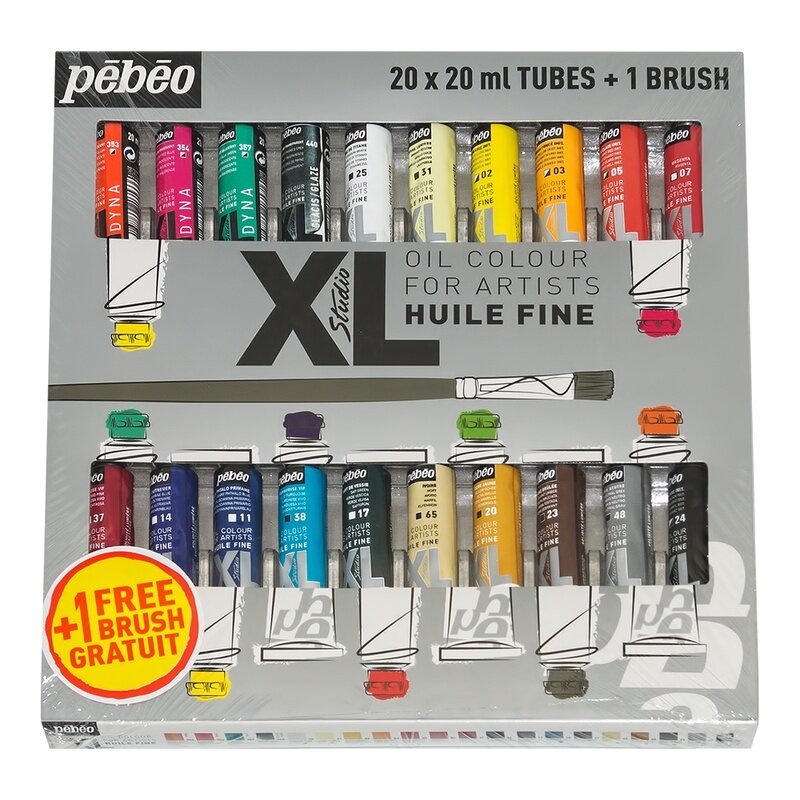 Набор масляных красок Pebeo XL, с кистью, 20 цветов, 20 мл