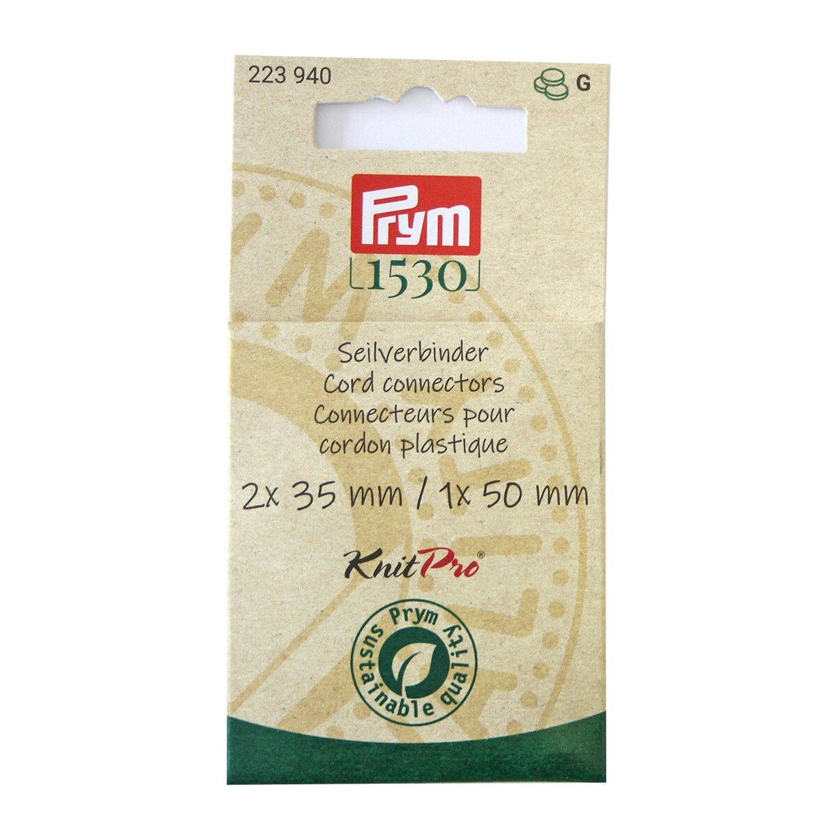 Соединители лески для спиц PRYM "Natural", латунь, 2х35 мм, 1х50 мм, 3 шт (223940)