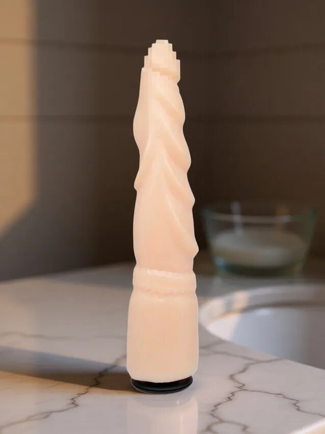 Телесная реалистичная насадка-елочка - 20,5 cm.