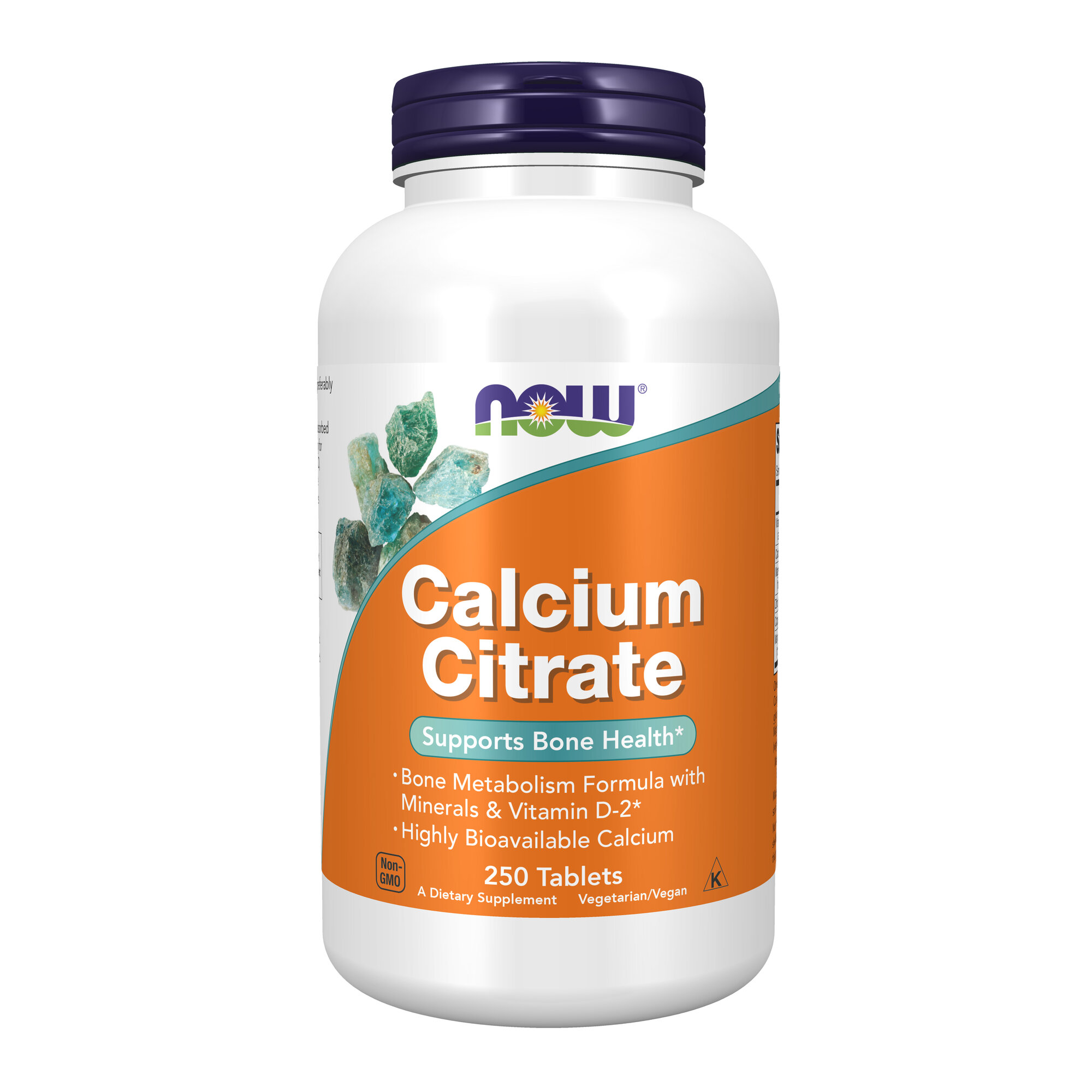 NOW Calcium citrate, Кальций + Магний + Цинк + Витамин Д2, 250 таблеток, Комплекс для костей и зубов