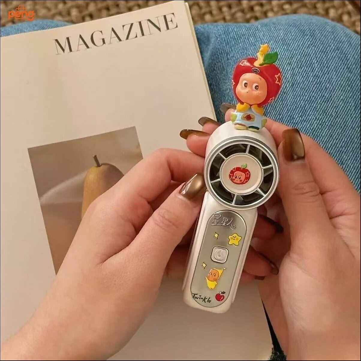 Портативный вентилятор, USB, 7 Вт, регулировка угла наклона, 5 скоростей, светло-бежевой цвет