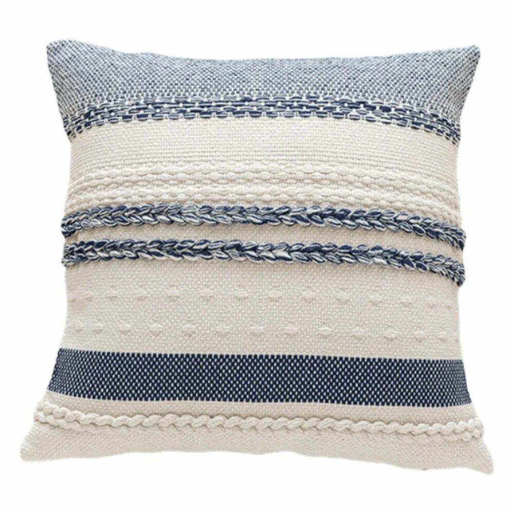 Текстурированные наволочки Boho 45x45 см серые Синий, Navy Blue