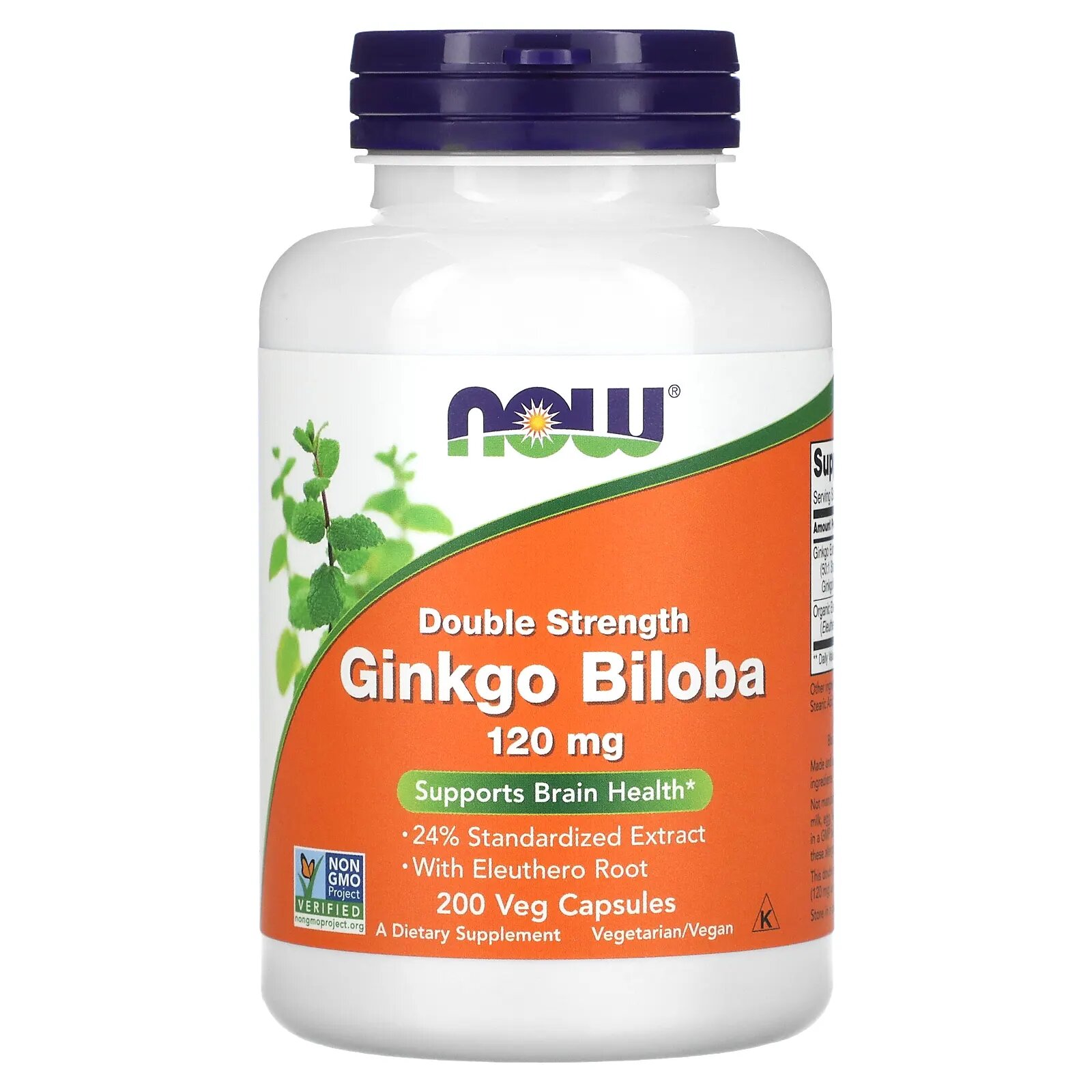 NOW Ginkgo Biloba гинкго-билоба в капсулах для сердца и сосудов, 200 шт