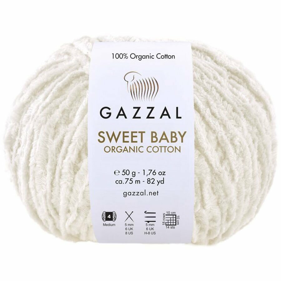Пряжа Gazzal SWEET BABY ORGANIC COTTON 2601 молочный (5 мотков)