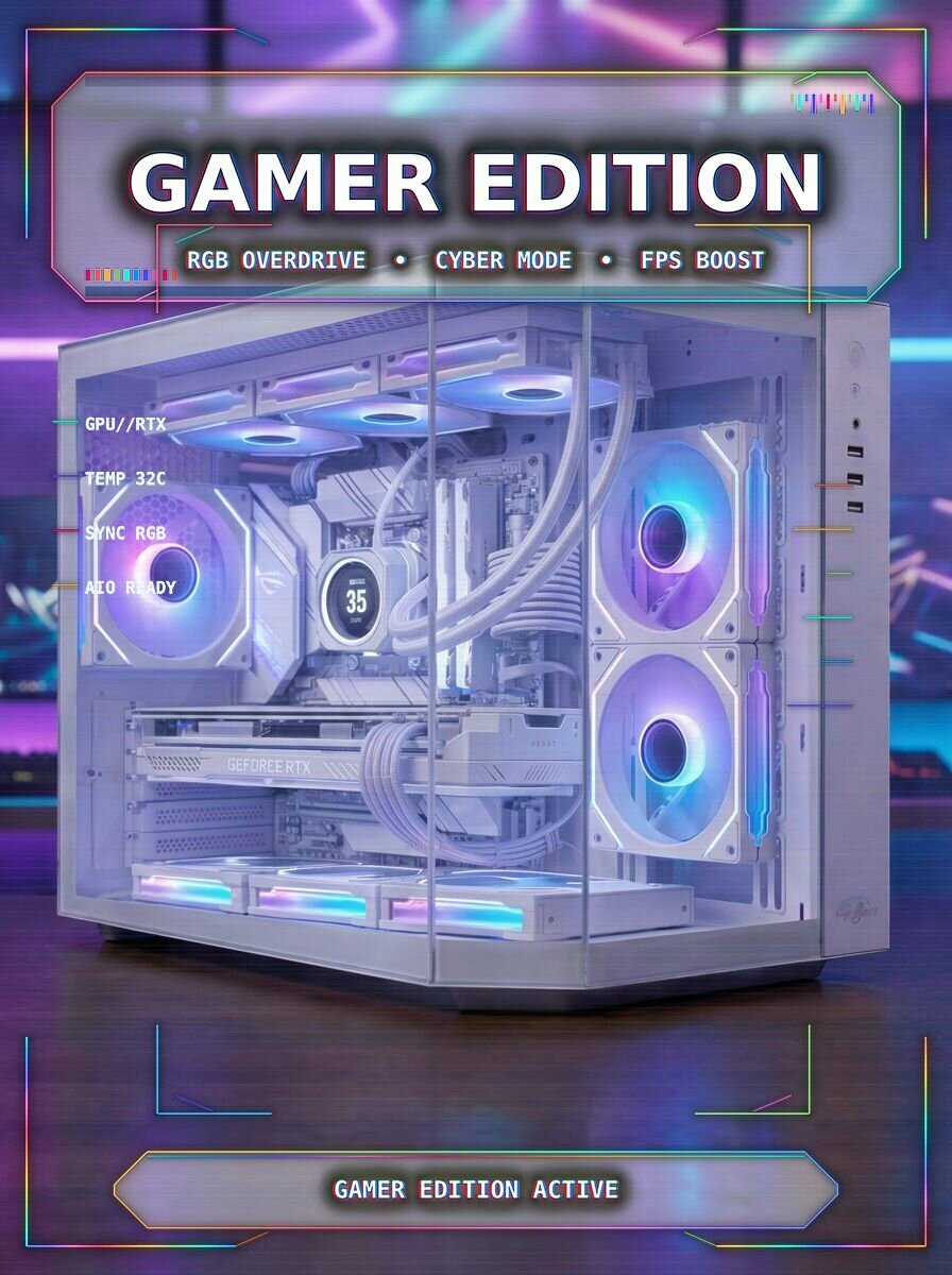 Компактный игровой корпус mATX Eurocase 2771 WH, с вентиляторами 3x120 ARGB, аквариум, стеклянный, панорамное закаленное стекло 2 стороны, 420 мм видеокарта, 1 пылевой фильтр, 2xUSB 3.0, белый