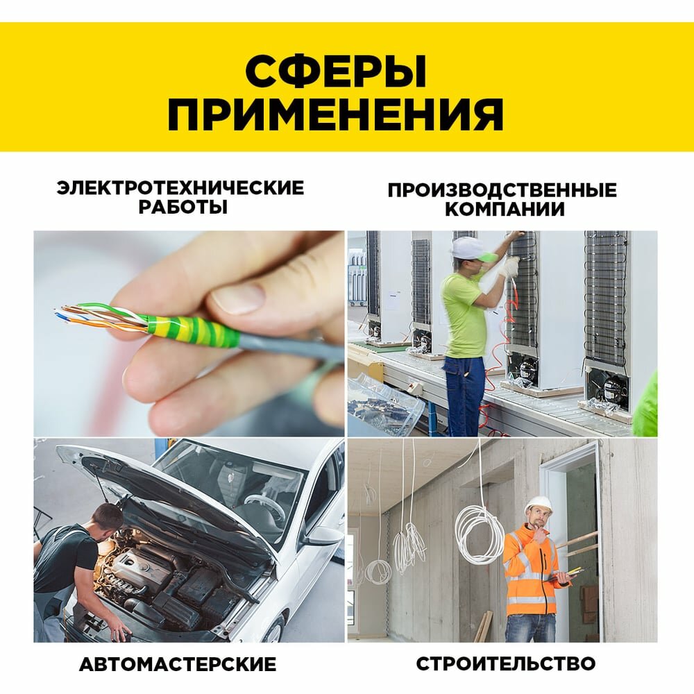 Профессиональная изолента AVIORA 165 мкм, ПВХ, 19 мм, 20 м, желто-зеленая 305-036 — фото 1