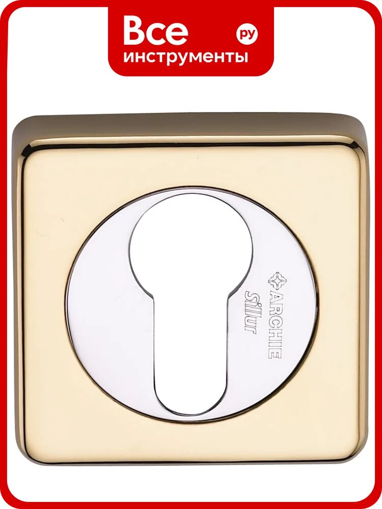 Ключевая накладка SILLUR CL-C P.GOLD, Gold 940000000057, золотой цвет, из цам, для евроцилиндра, саморезная установка