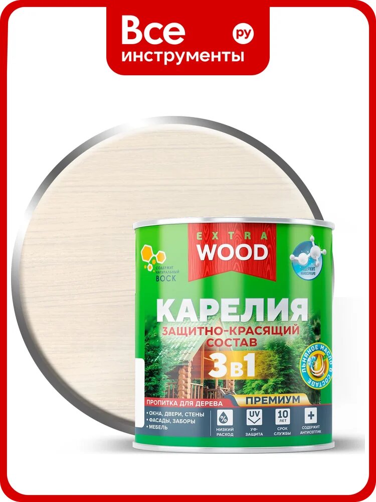 Защитно-красящий состав 3в1 Farbitex для древесины, белый, Карелия 0.75 л WOOD 4300016699