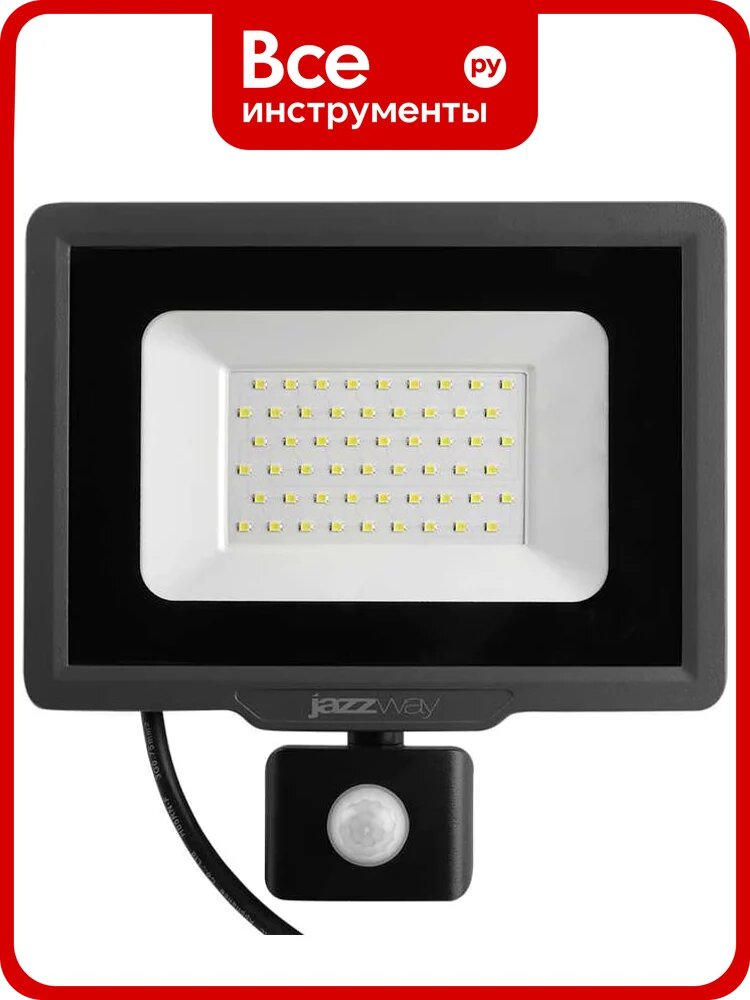Светодиодный прожектор Jazzway PFL-C3 SENSOR 50Вт 6500К IP65 до закаленное прозрачное стекло A 5026940A