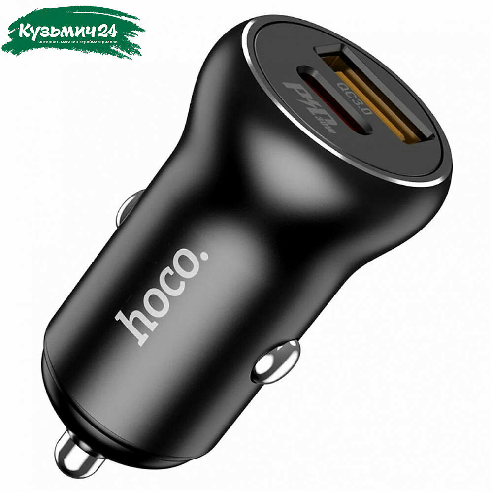 Блок зарядный Hoco NZ5 PD30W+QC3.0, 12-24В, 5 А, автомобильный, черный