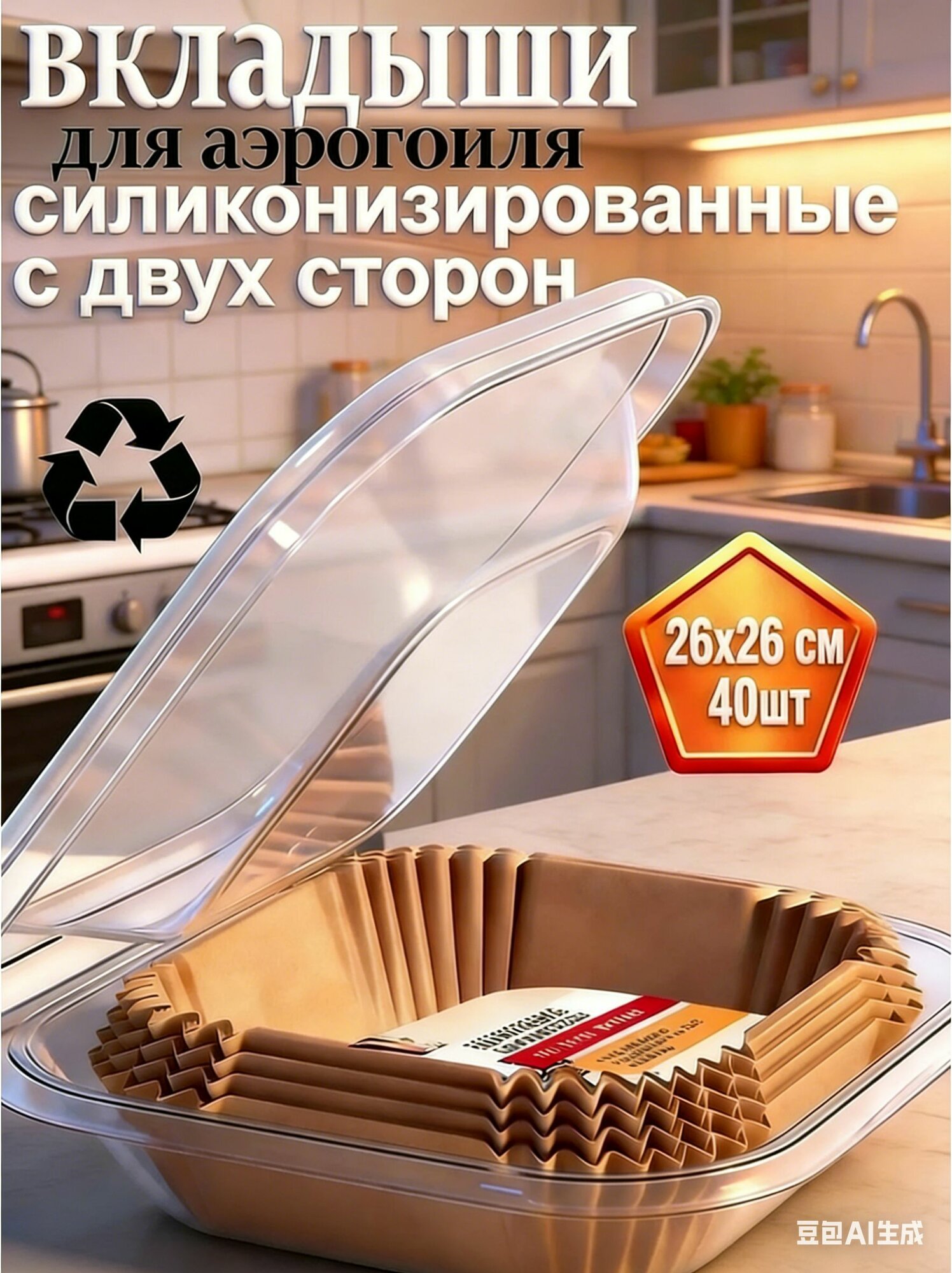 Форма для выпечки, Квадратная, 26 см x 26 см, 40 шт