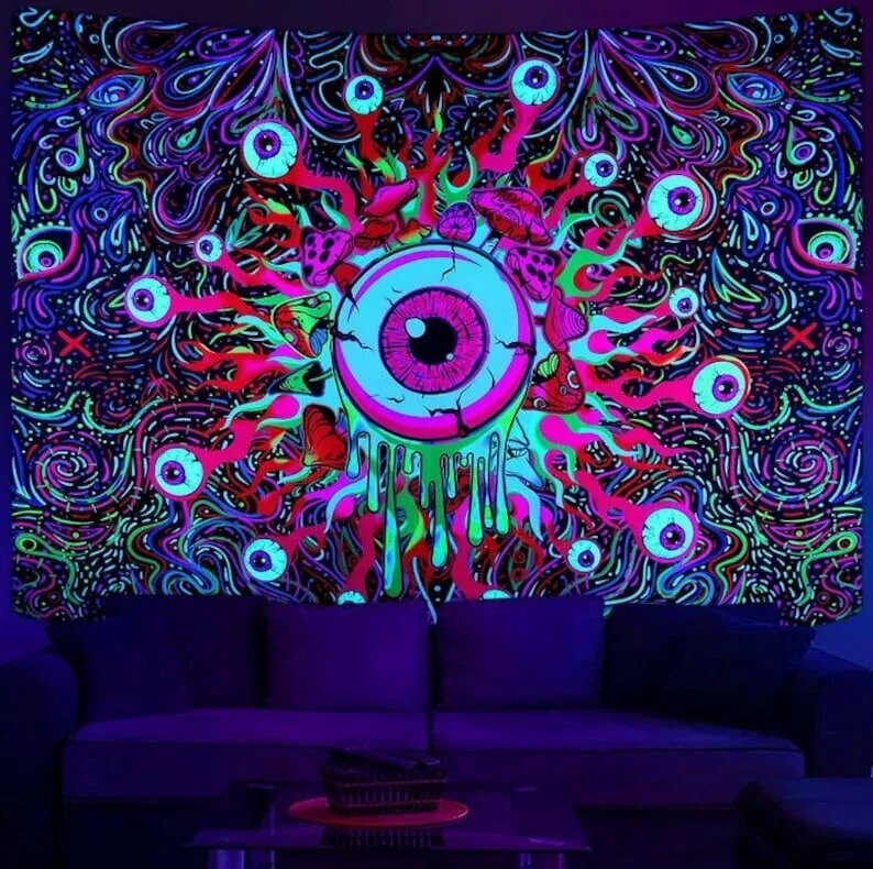 BeLOC Гобелен "Грибные глаза реагирующие на ультрафиолет" 180x230 см