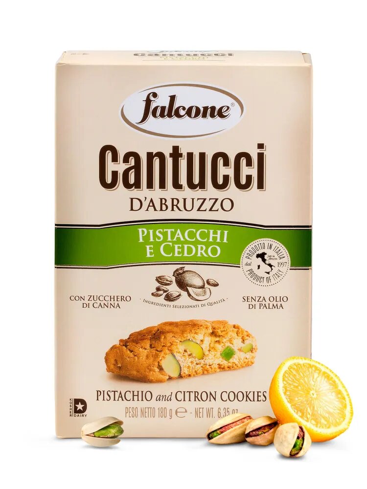 Печенье Falcone Cantucci с фисташками и цедрой лимона, 180 г