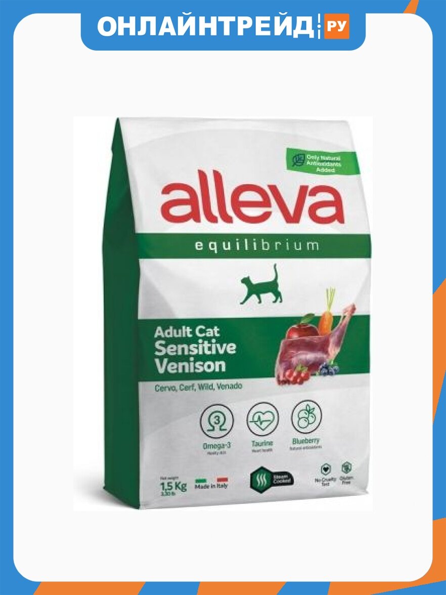 Корм сухой Alleva Equilibrium Sensitive для взрослых кошек с олениной 1,5 кг