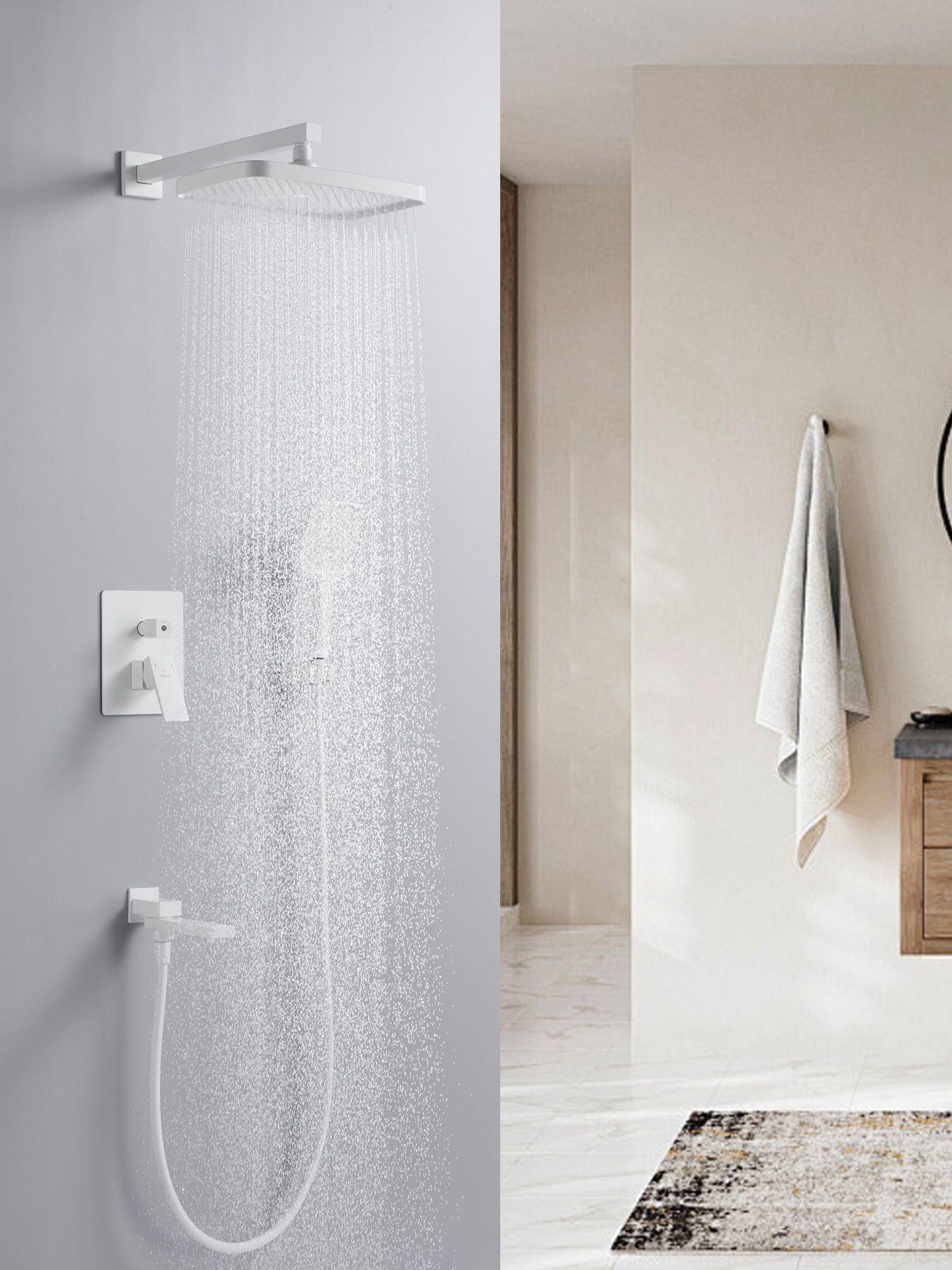 Душевая система встраиваемая Rose R2835C, белый