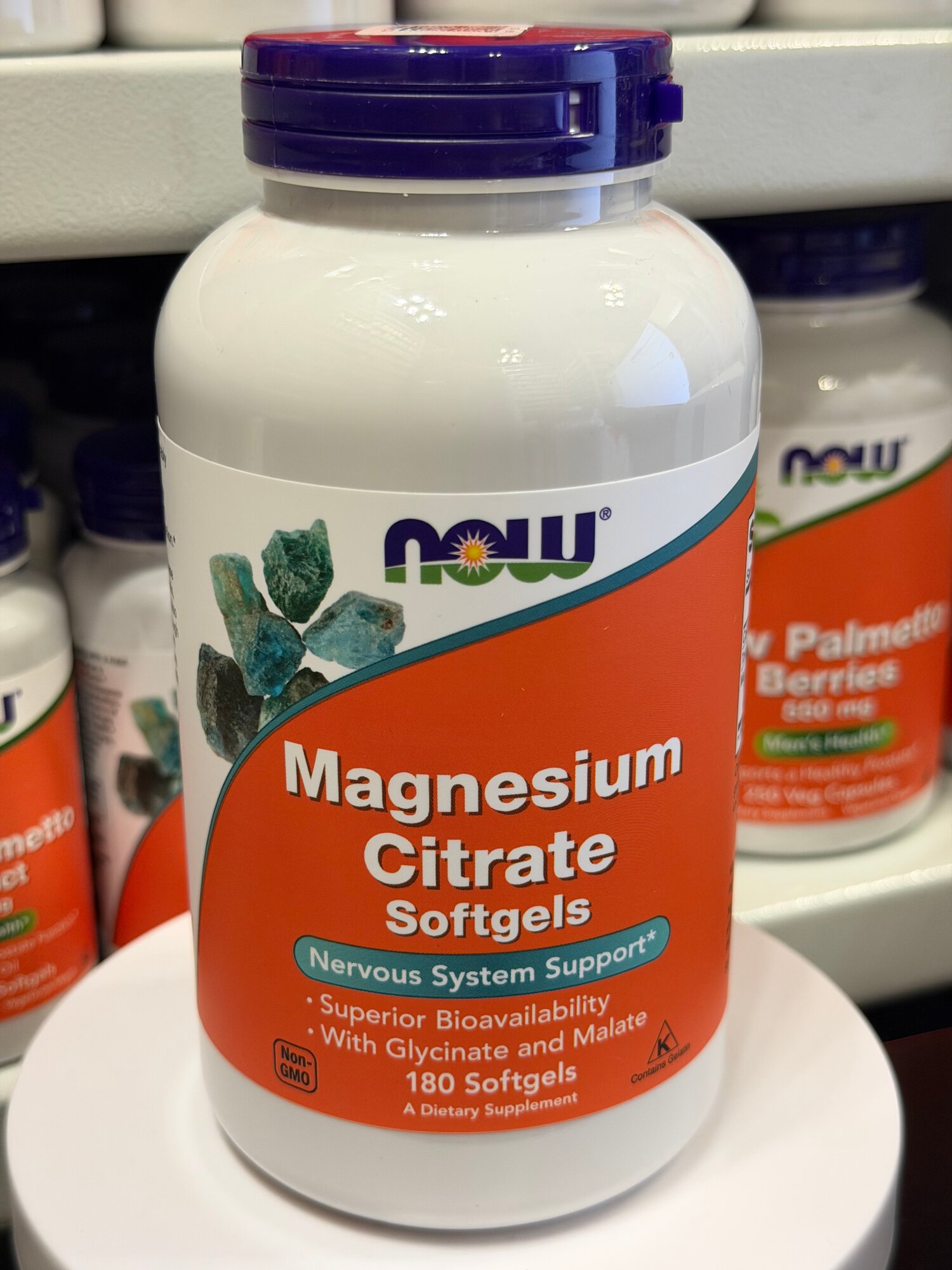 NOW Magnesium Citrate магния цитрат для нервной и сердечно-сосудистой систем 180 гелевых капсул