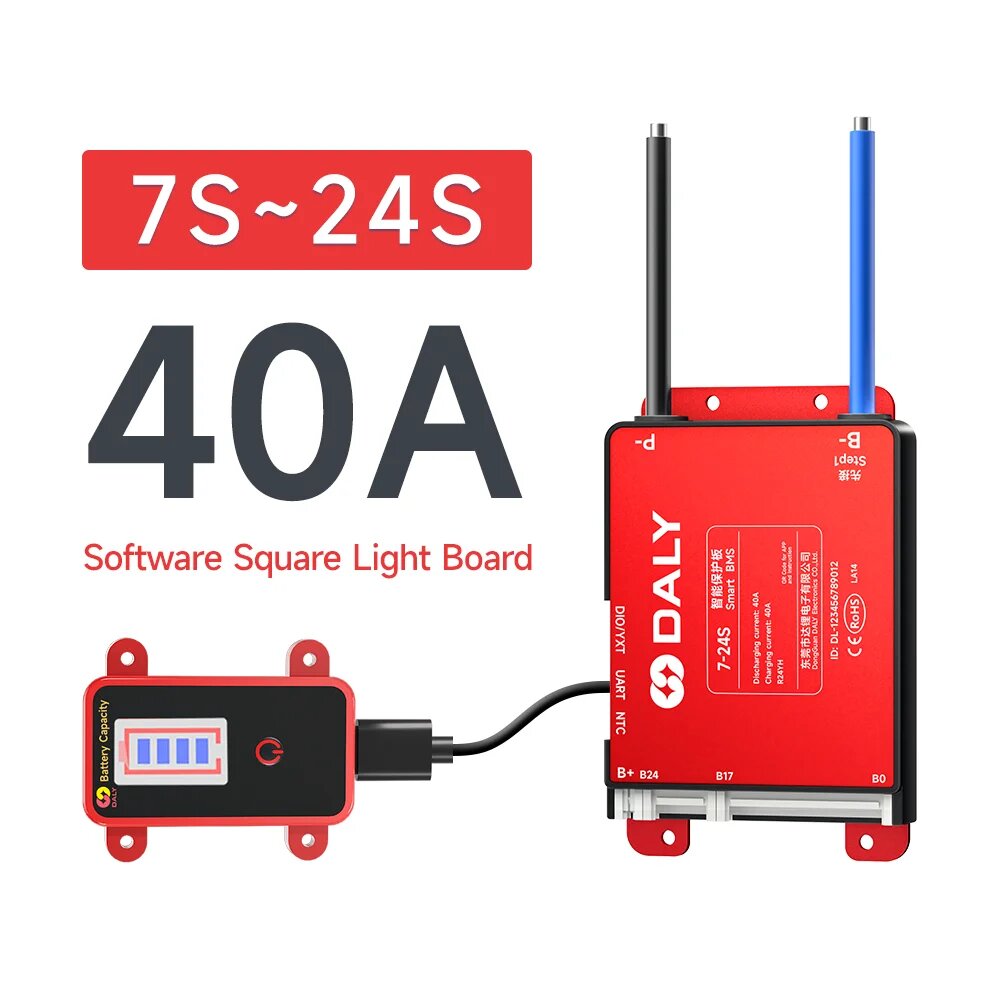 Daly Smart BMS YH 30-60A 7S-24S 40A SOC LCD