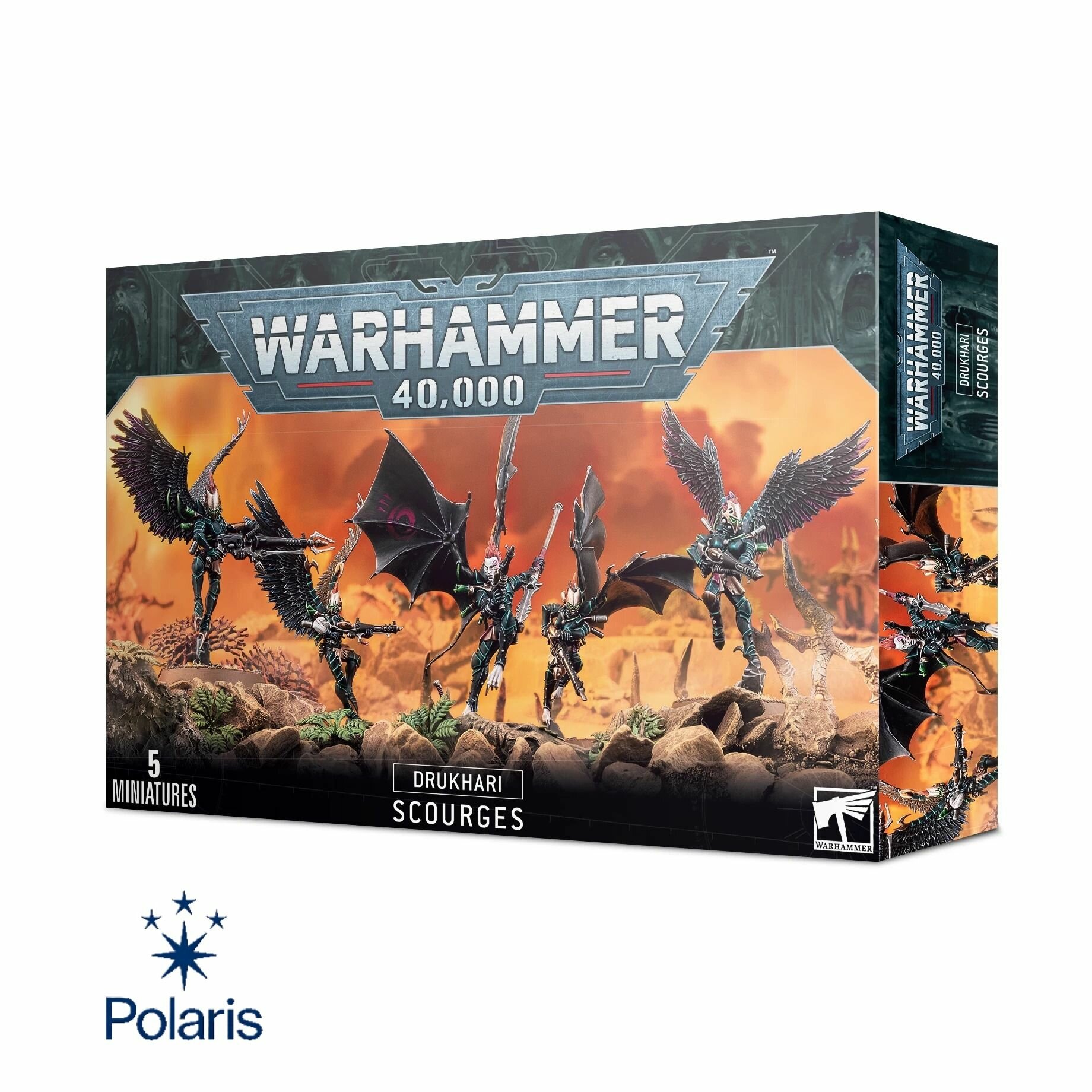 Warhammer 40000 Drukhari Scourges (5 миниатюр) набор для сборки летающих миниатюр Темных Эльдар, настольная игра Вархаммер 40000