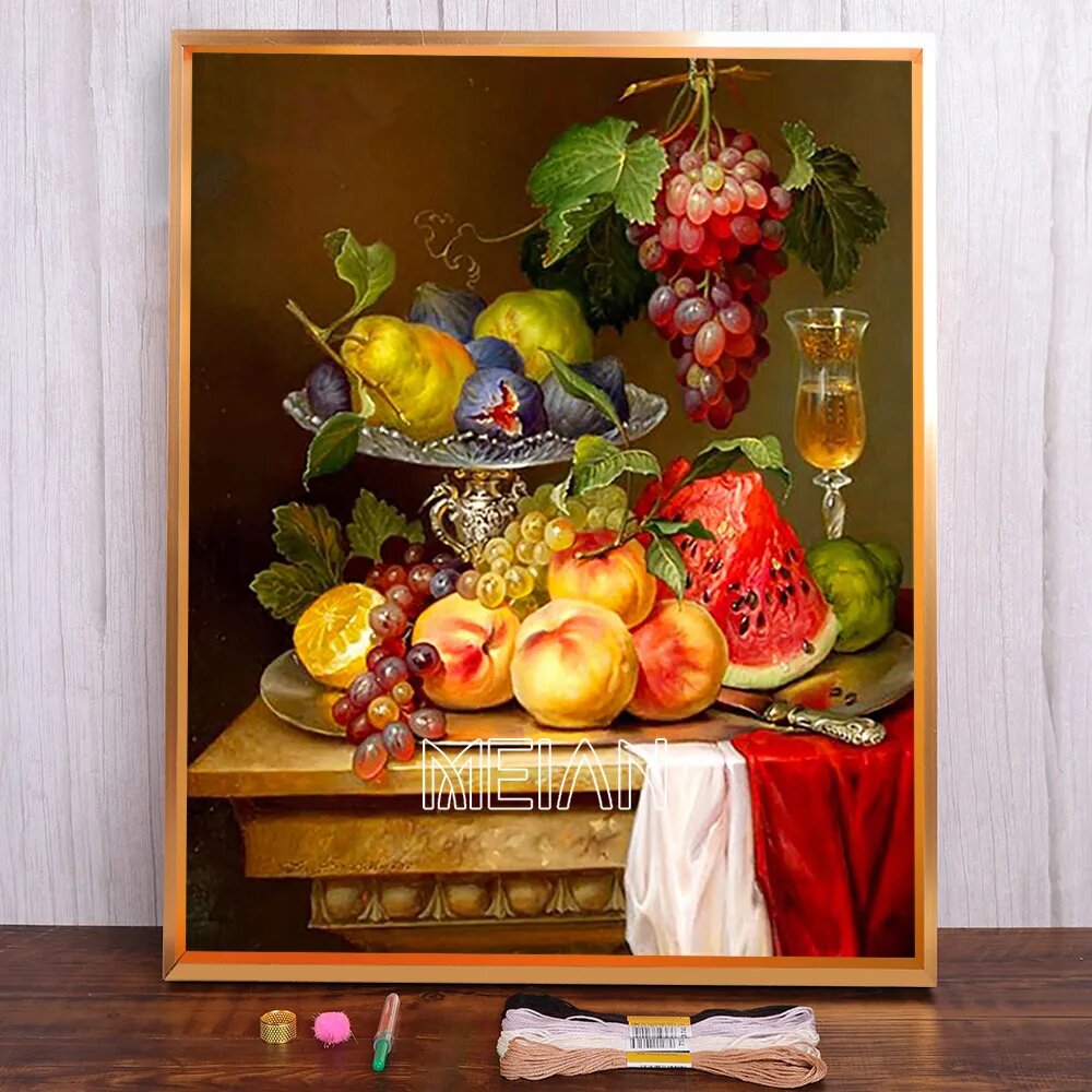 MEIAN Набор для вышивания,40x50CM,14CT, Натюрморт фрукты