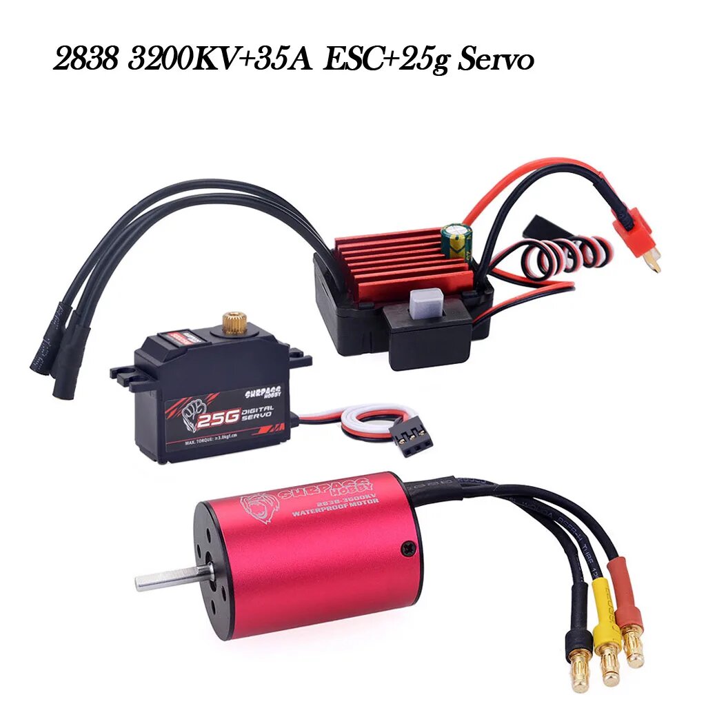 SURPASSHOBBY 2838 3200KV + 35A ESC + 25g Servo, красный
