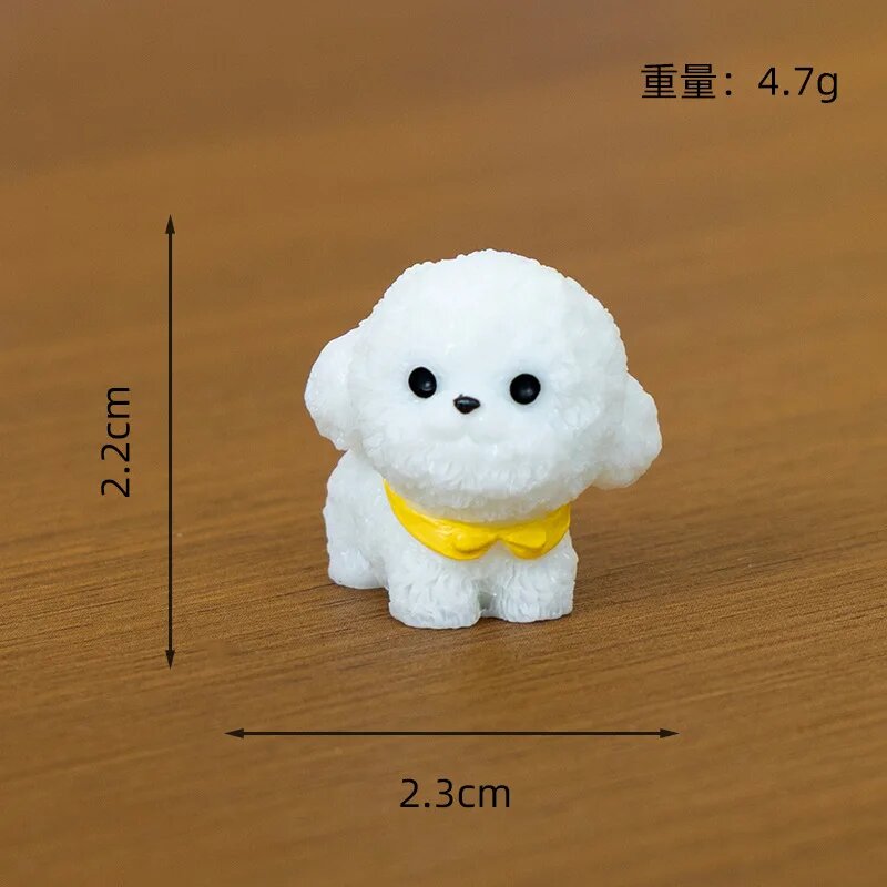 Фигурки щенков из смолы Белый, White beardog