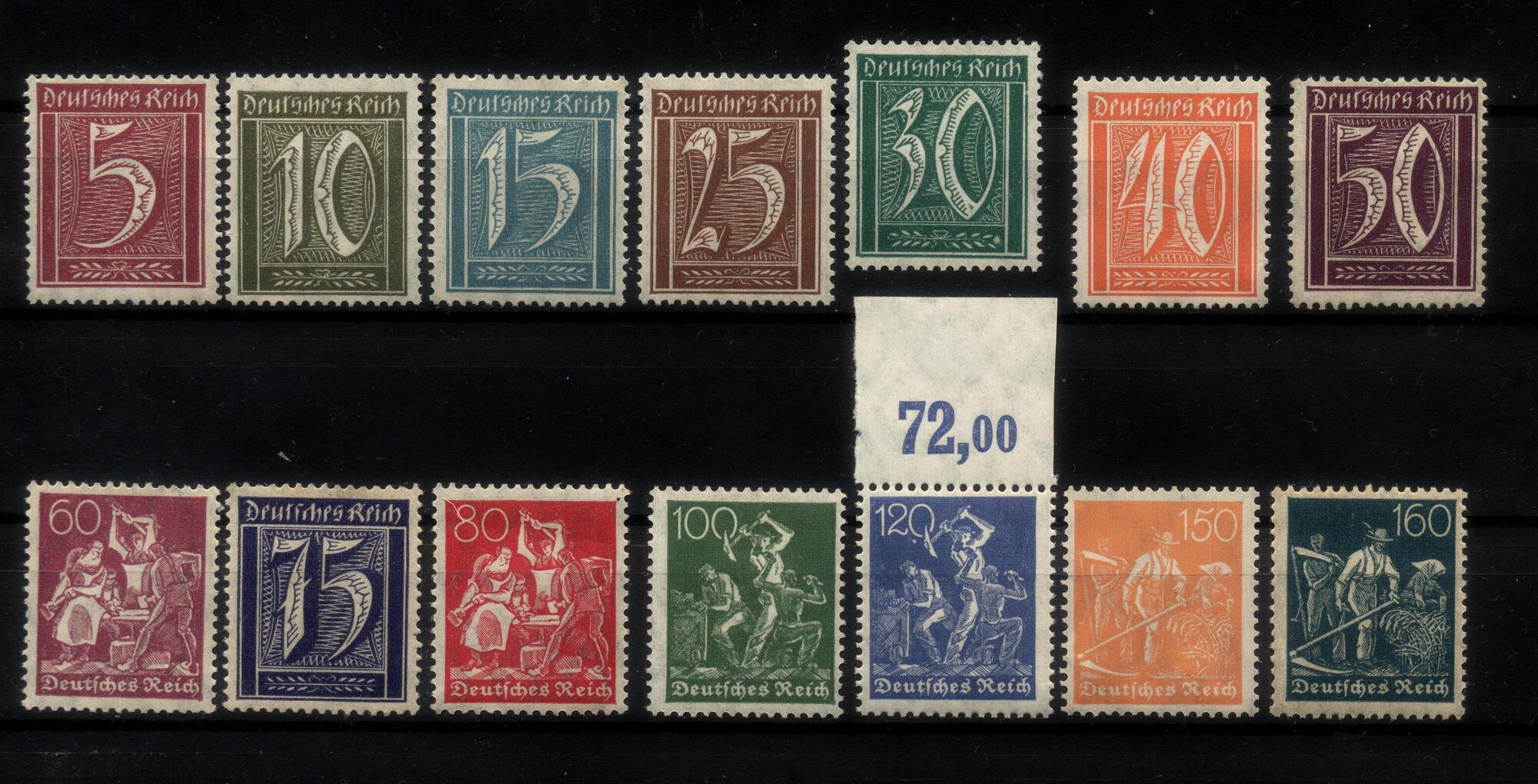 Марки Германии. 1922 г. "Стандарт". Чистая**серия, водяные знаки