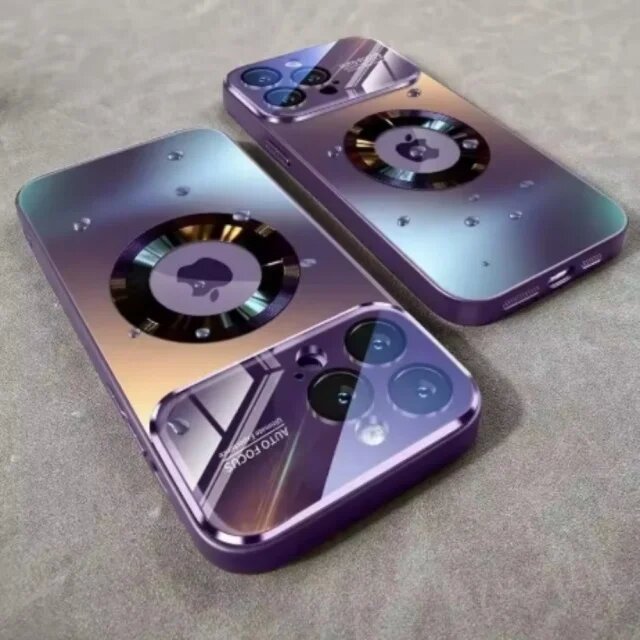 Роскошный магнитный чехол Magsafe с защитой Айфон 15 Про Макс, Фиолетовый, Purple Magnetic Case