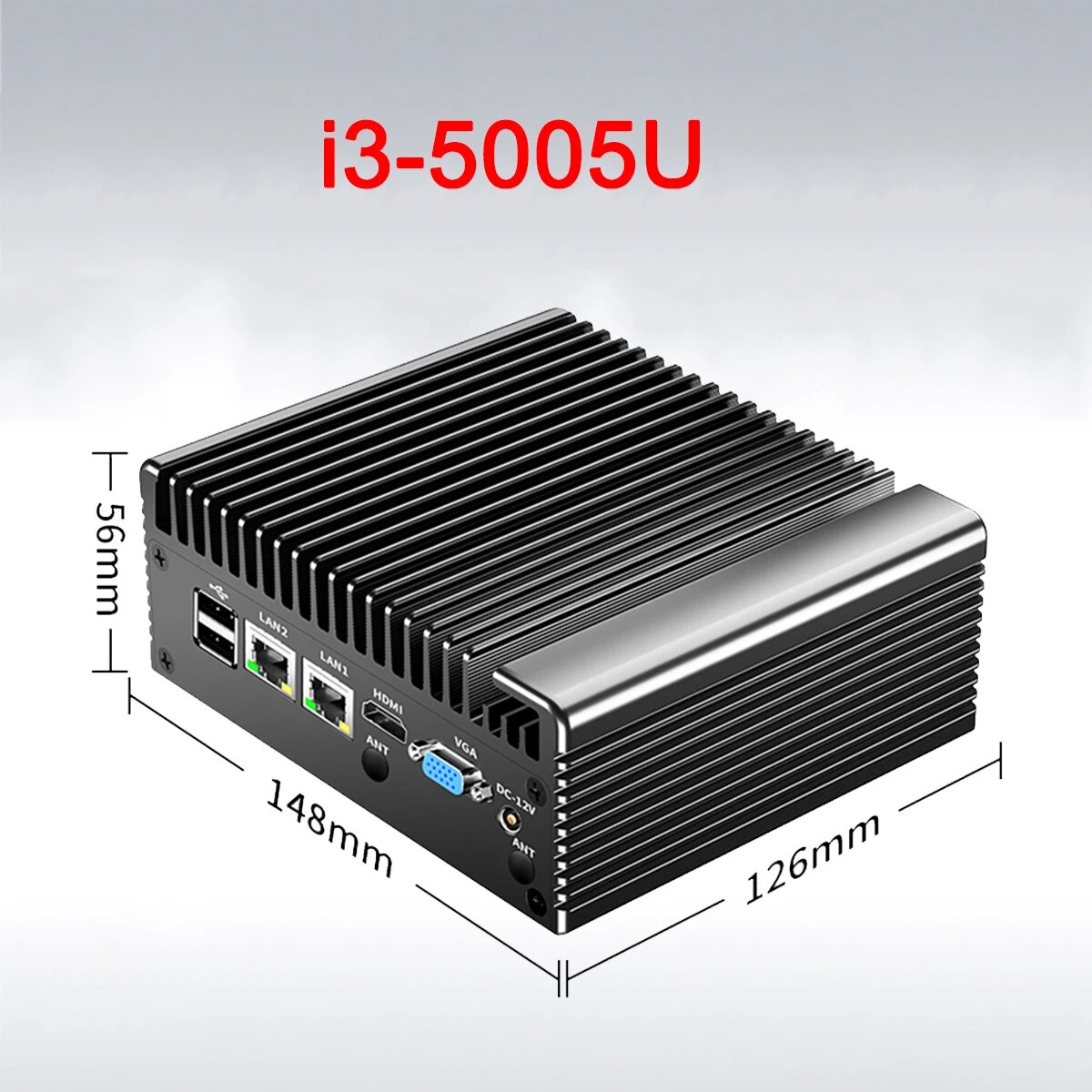 Промышленный мини-ПК SZBOX Core i3-5005U Soft Router DDR3 8GB 128GB SSD, EU