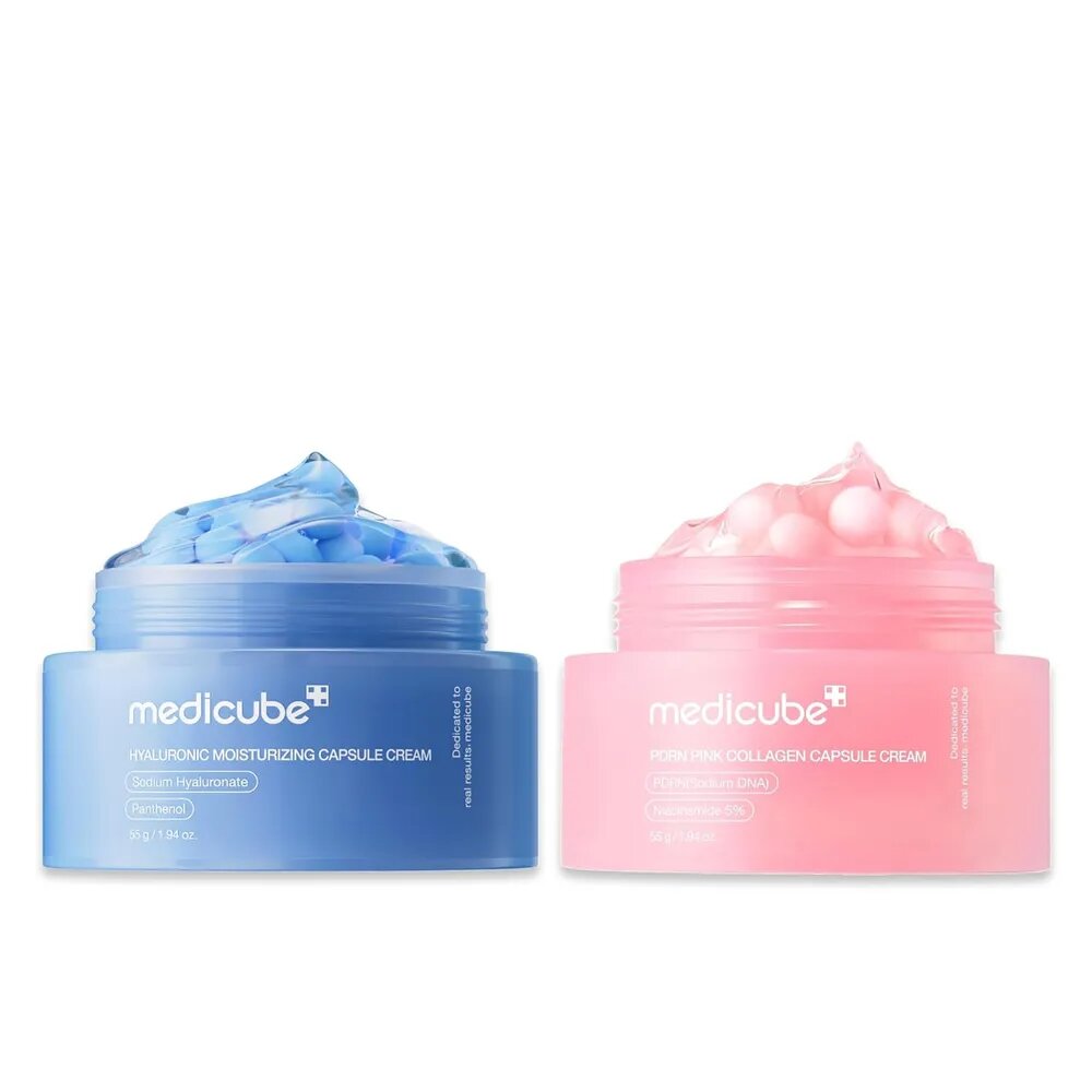 Medicube Hydration & Glow Duo: Гиалуроновая кислота, крем-капсулы с ДНК лосося PDRN Укрепляющий, увлажняющий и длительный уход за кожей для сияющей и эластичной кожи