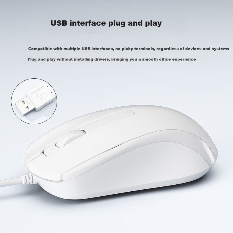 BOW Hangshi M139U Проводная мышь White Тихая офисная мышь для ноутбука и дома Цвет：M139U Обновленная проводная мышь -
