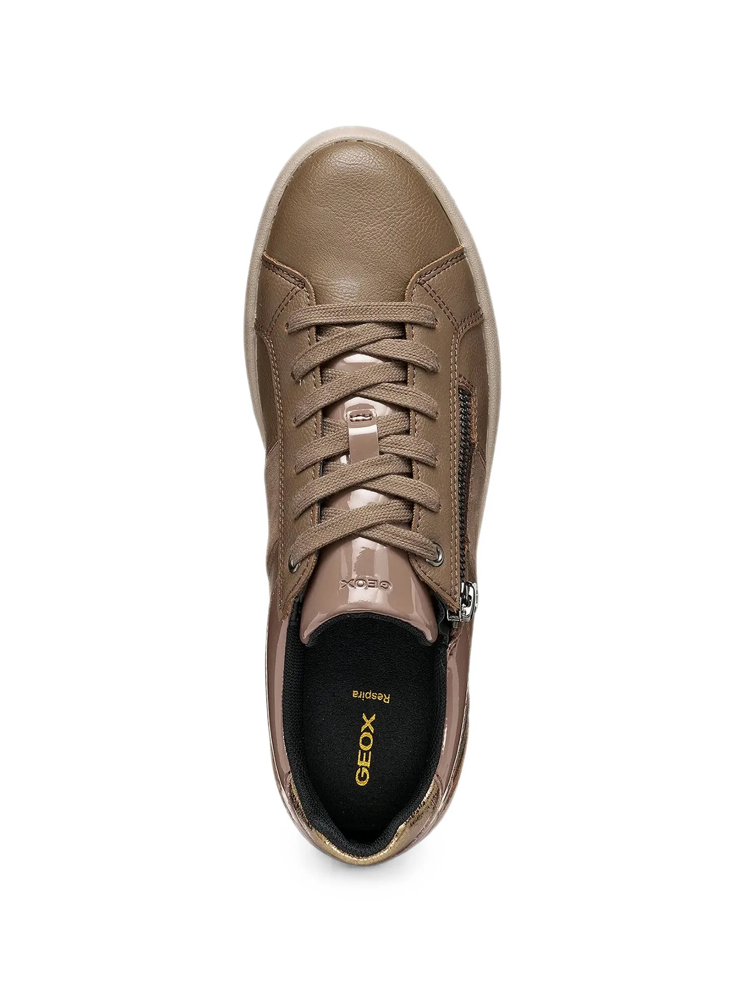 Кроссовки GEOX Side-zip panelled sneakers, размер 37 EU, коричневый/серый/оранжевый — фото 1