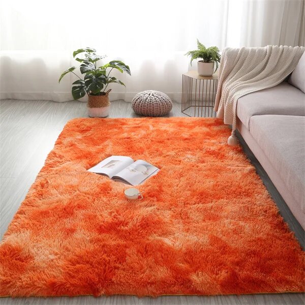 Оранжевый пушистый ковёр 120x200 см