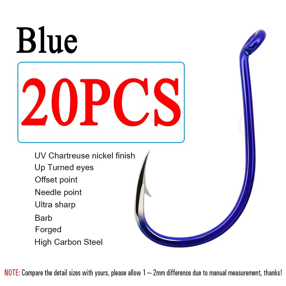 20шт рыболовных крючков Blue, высокоуглеродистая сталь