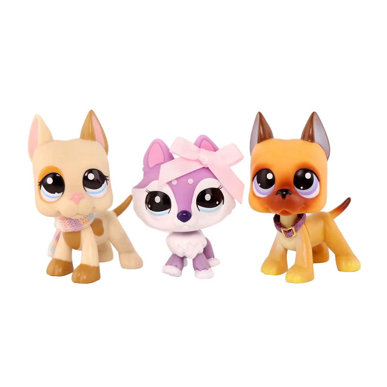 Набор фигурок Minilpsshop: Great Dane, Husky, Purple Sparkle