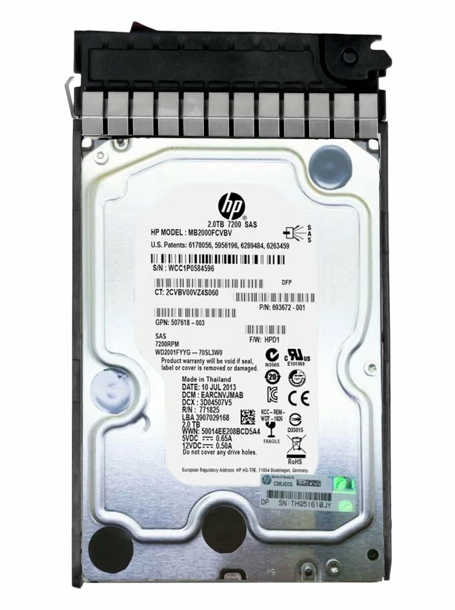 Жесткий диск HP 2Tb 7200 SAS 3.5" HDD WD2001FYYG-70SL3W0