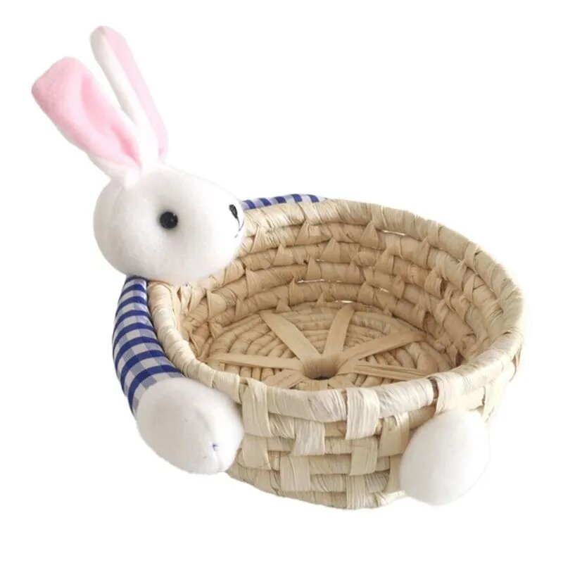 Корзинка для косметики из кукурузных листьев, - S - синий кролик