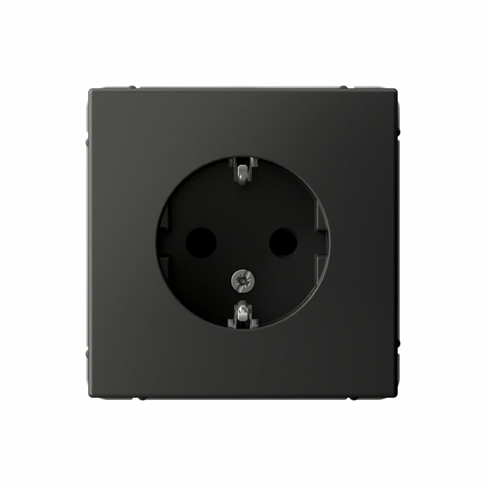 Розетка с заземлением со шторками ArtGallery Systeme Electric 16А, механизм, Базальт GAL001445