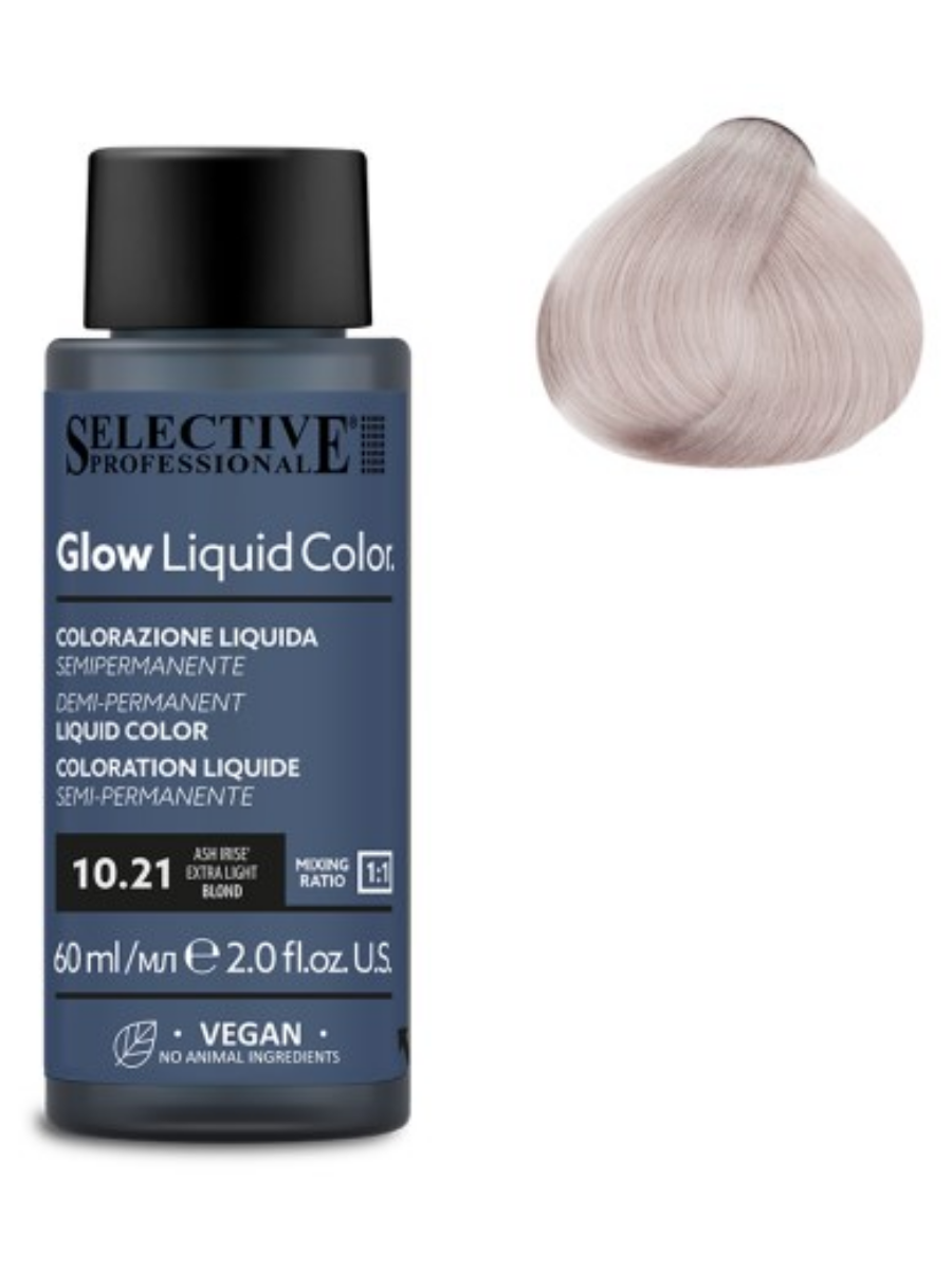 Краска для волос Selective Professional Glow Liquid Color, Жидкий тонирующий краситель для волос, 10.21