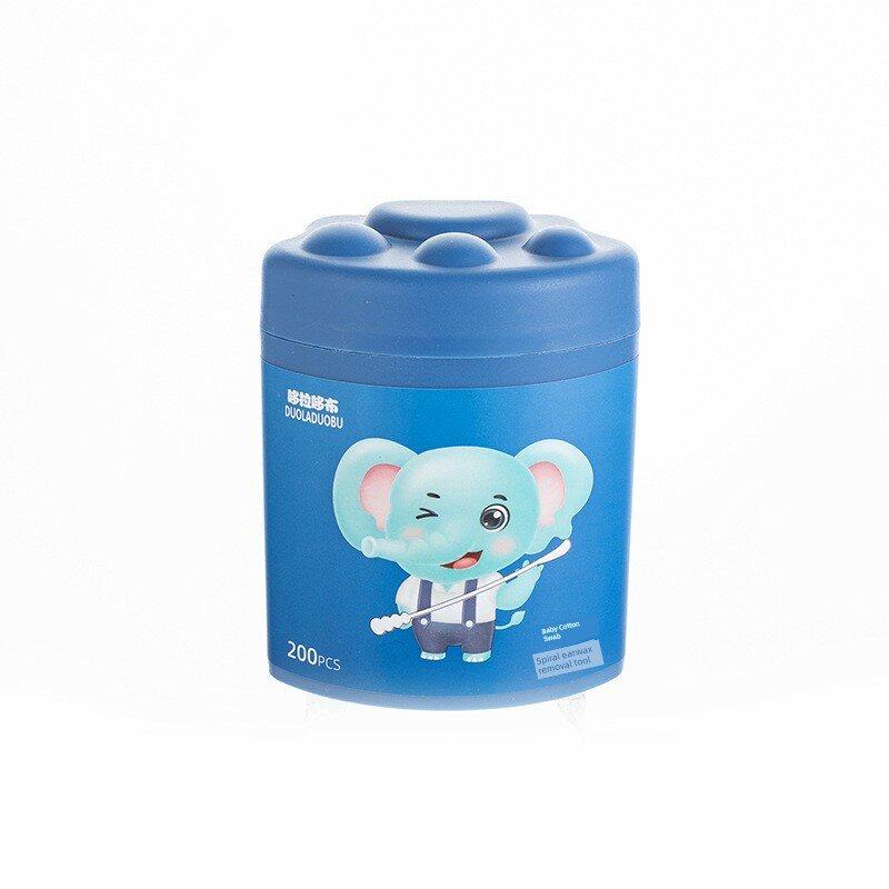 Ватные палочки для младенцев с винтовым наконечником и лопаткой для ушей, 200 штук в коробке для бережной очистки