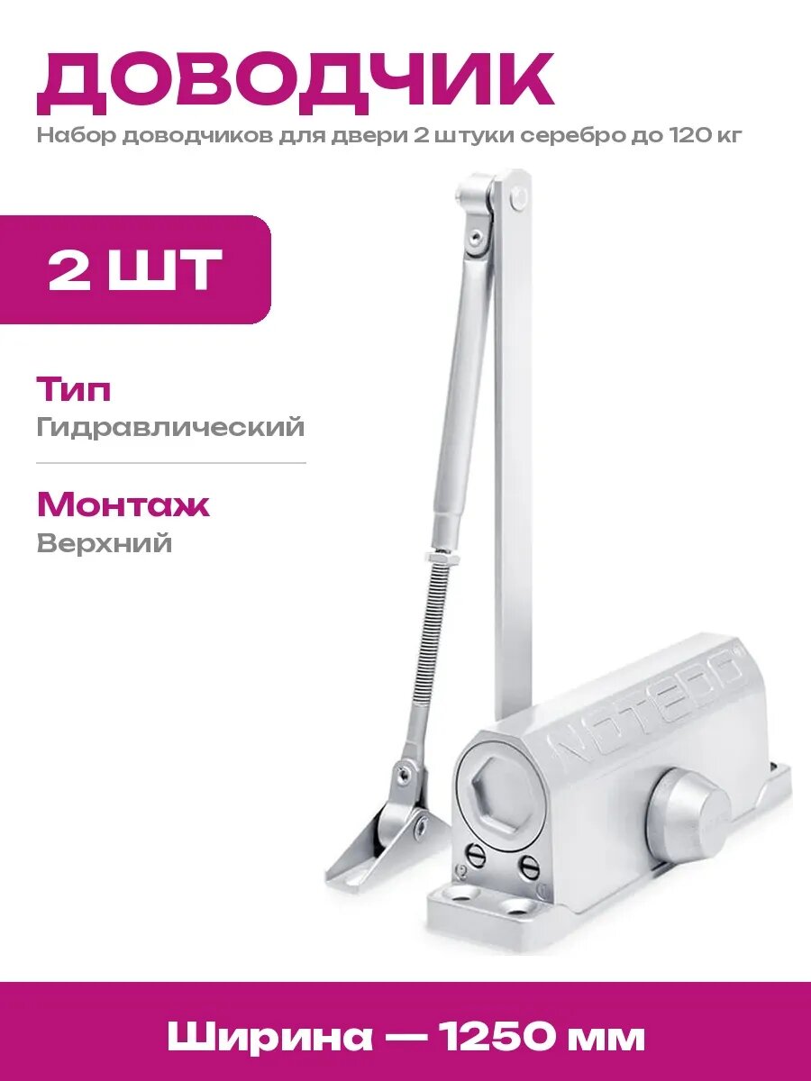 Доводчик дверной морозостойкий серебро 2 шт до -38 120 кг