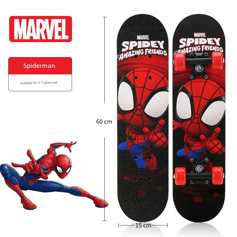 Скейтборд Disney Spider-Man Черный 24 дюйма для детей 3-7 лет, начальный уровень, легкое обучение и веселье
