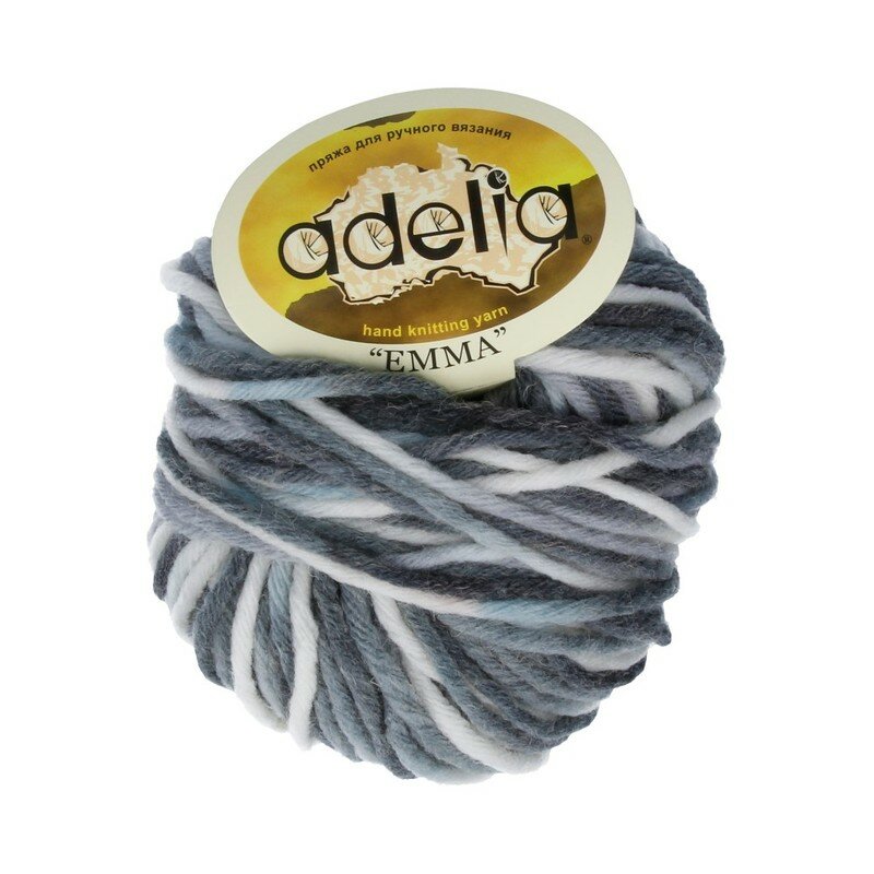 Набор пряжи Adelia Emma, 80% акрил, 20% шерсть, 10х50 г, 50+/-5 м, №09, темный серый-светлый серый